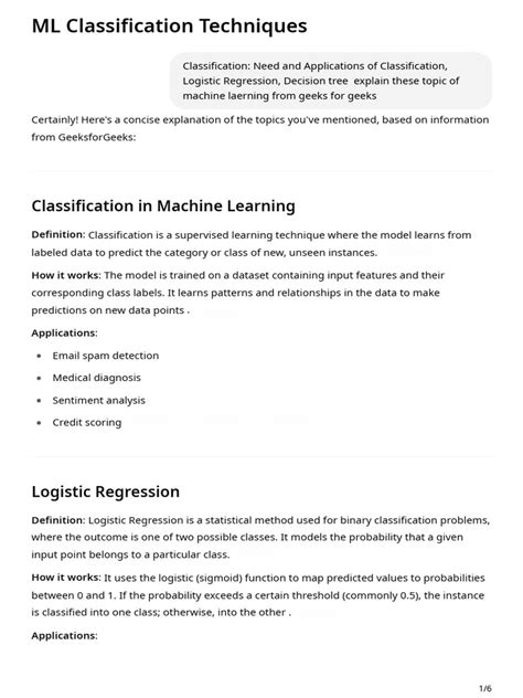 Ml Classification Techniques Pdf Machine Learning Statistical