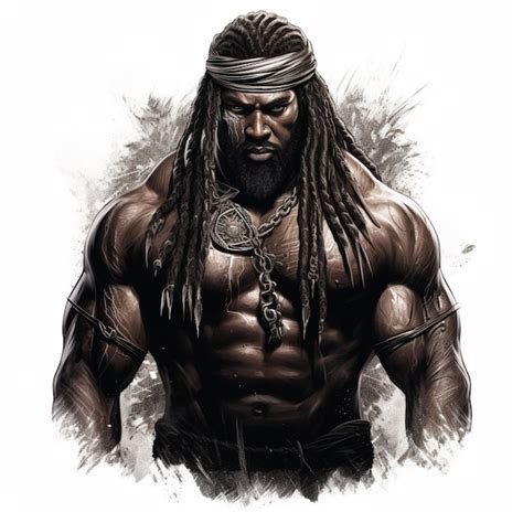 Premium Ai Image Black Muscular Viking Illustration