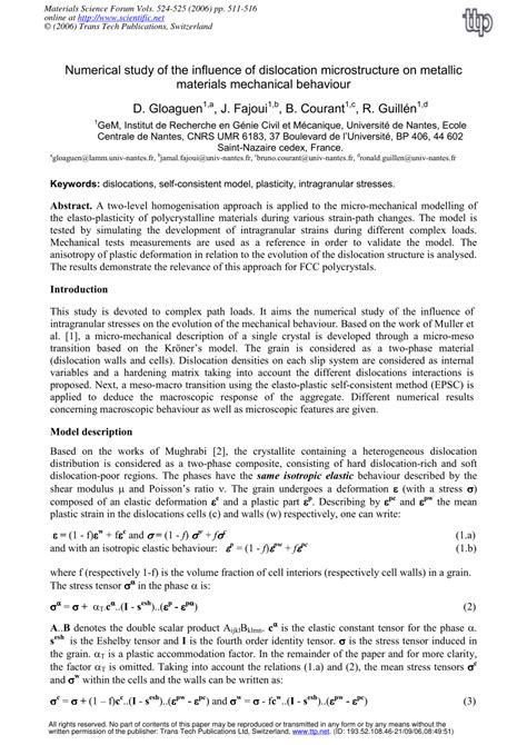 Pdf Numerical Study Of The Influence Of Dislocation Microstructure On