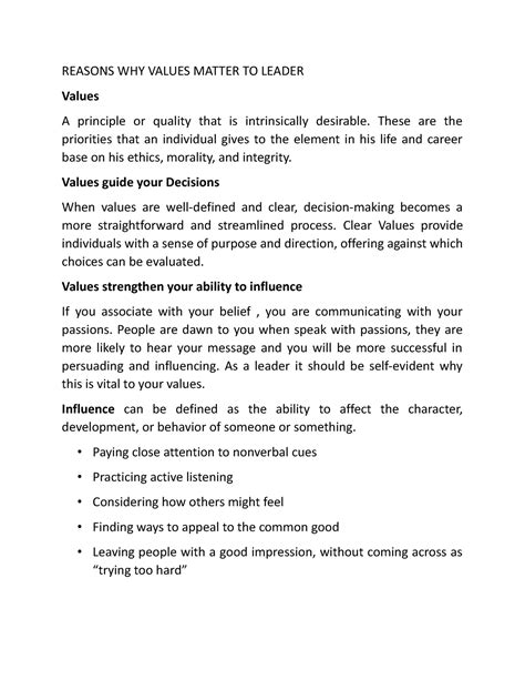 Reasons Why Values Matter To Leader Reasons Why Values Matter To