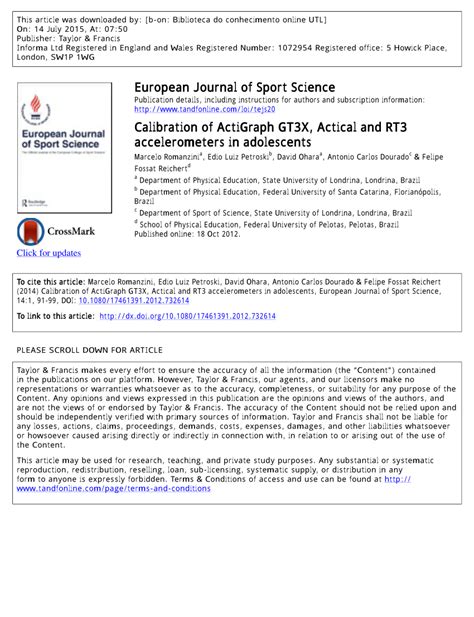 (PDF) Calibration of ActiGraph GT3X, Actical and RT3 accelerometers in adolescents