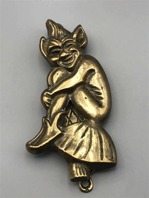 Antique Brass Lincoln Imp Door Knocker Vintage Brass Pixie Door Knocker