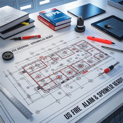 Design Us Fire Alarm System Fire Sprinkler Layout Fire Protection Stamp