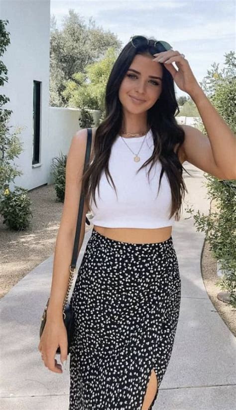 White Tank Crop Top With Floral Long Skirt Maxi Or Midi Black