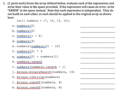 Solved Point Each Given The Array Defined Below Chegg