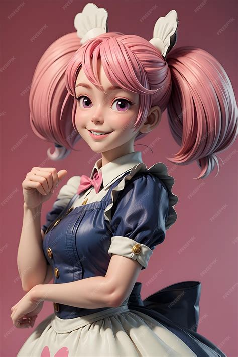 Premium Photo Anime Cartoon Kawaii Beautiful Girl In A Maid Dress