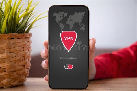 Female Hand Holding Phone With App Vpn On The Screen Stock Image