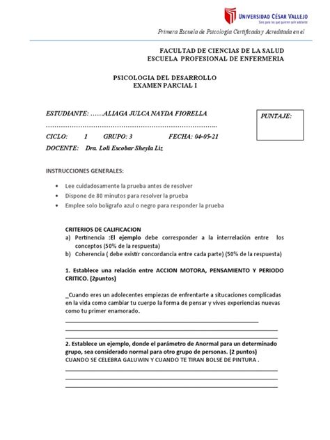 Parcial 1 Psico Desarrollo B1t1 2021 I Enfermeria Pdf Sicología