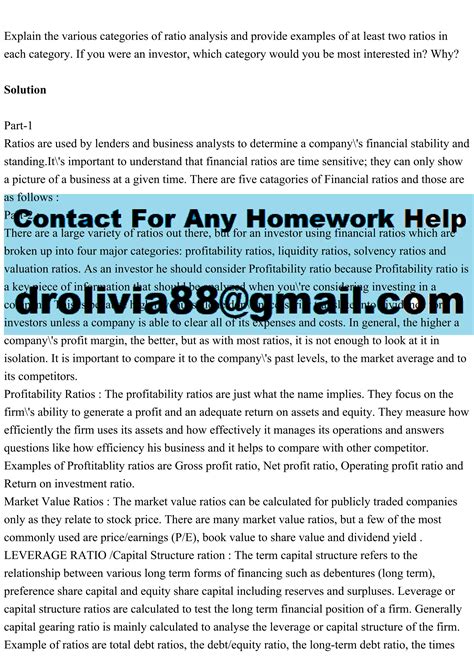 Explain The Various Categories Of Ratio Analysis And Provide Examplepdf