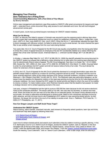 Zero Tolerance For E Filing Error Docx