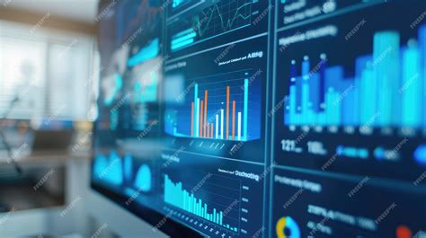 Premium Photo Multiple Computer Monitors Displaying Colorful Financial Graphs And Data Analysis