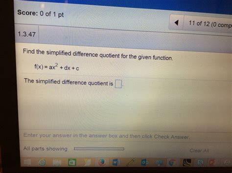 solved find the simplified difference quotient for the given