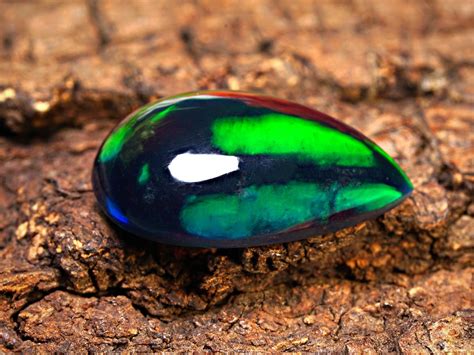 Natural Ethiopian Black Opal Cabochon Pear Cut Gemstone 280 Carat Etsy