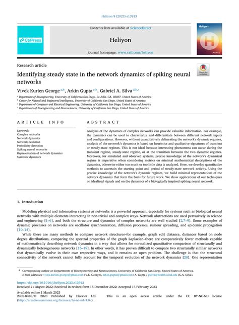 pdf identifying steady state in the network dynamics of spiking
