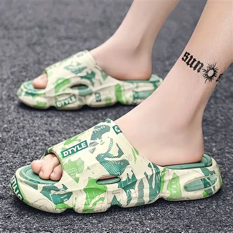 남성용 컬러 블록 슬라이드 캐주얼 경량 미끄럼 방지 슬리퍼 실내 옥외 해변 샤워 봄 여름용 오픈 토우 소프트 솔 신발