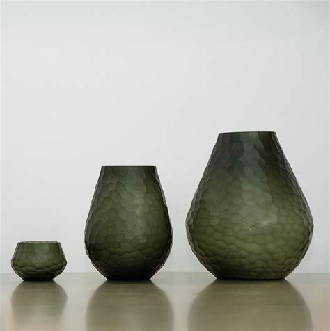 Chisel Cut Vase Beige And Brass