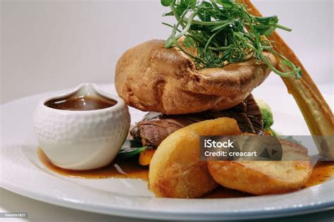 Traditional British Sunday Roast Roasted Beef With Yorkshire Pudding