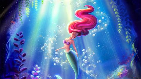 The Little Mermaid Animated Movie Mermaid In Water 2k Wallpaper Download