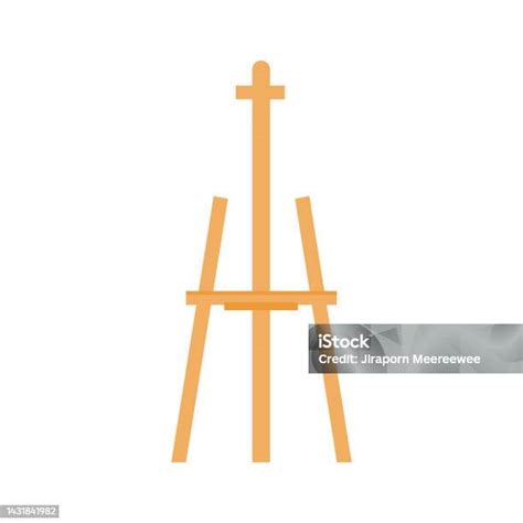 컬러 테이블과 백서의 나무 이젤 템플릿 그림 이젤에 빈 캔버스 흰색 드로잉 용지 개념에 대한 스톡 벡터 아트 및 기타 이미지 개념 공예 교육 Istock