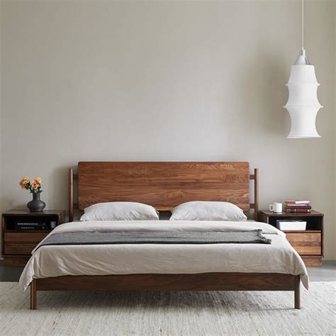 Horizon King Size Walnut Bed Frame With Headboard Walnut Bed Frame