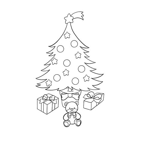 Kerstboom En Cadeautjes Afbeelding Kleurplaat Kinderen Kleurplaat