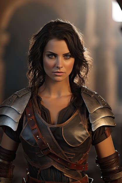 Premium Ai Image A Woman In Armor With Brown Hair