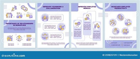 Relationship In Workplace Purple Brochure Template Stock Vector