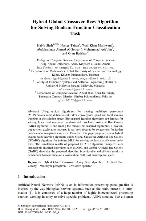 Pdf Hybrid Global Crossover Bees Algorithm For Solving Boolean