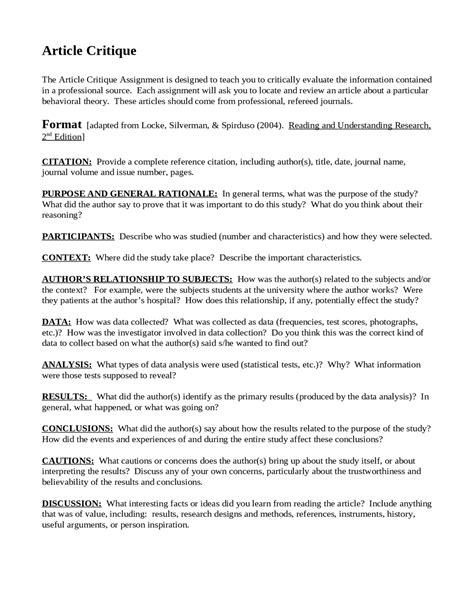 Example Of Article Critique Conclusion At Harrison Greenwood Blog