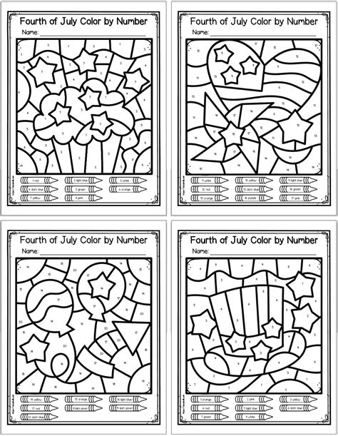 Free Printable 4th Of July Color By Code Worksheets Artofit