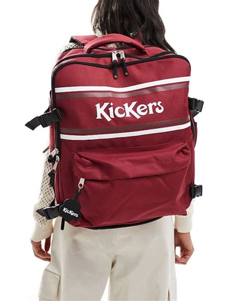 Kickers Retro Square Backpack With Red Brown Logo Stripes Asos