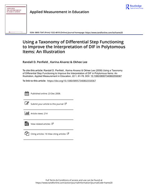 Pdf Using A Taxonomy Of Differential Step Functioning To Improve The