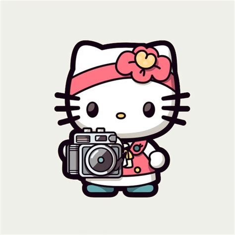 Premium Photo Hello Kitty With Camera Wallpaper Generative Ai