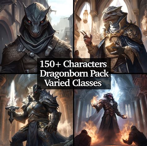 150 Dragonborn Race Bundle Png Dragonborn Collection Varied Classes