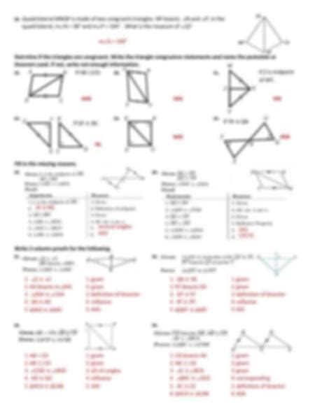 Unit 6 Triangle Congruency Test Honors Geometry Vintage High School