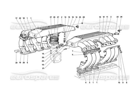 Testarossa 1987 Air Intake Manifolds Parts Diagram 016