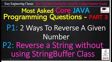 Java Programs 2 Ways To Reverse Number Reverse String Without Using