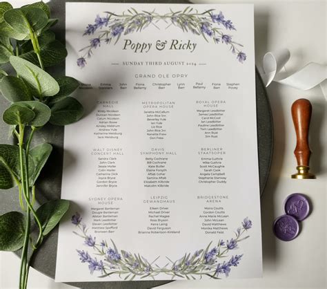 Lavender Seating Chart Joy Wedding Stationery