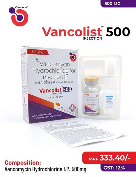 Vancomycin Hcl 500mg Injection Vial W F I Tray Pack At ₹ 333 40