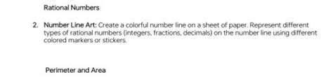 Rational Numbers Number Line Art Create A Colorful Number Line On A Shee
