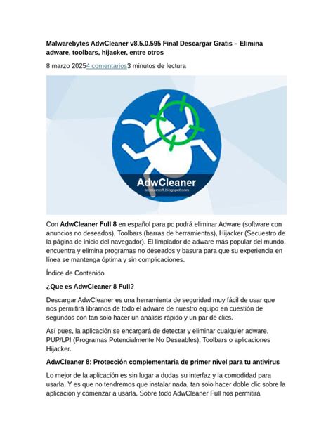 Malwarebytes Adwcleaner V8 5 0 595 Final Descargar Gratis Elimina Adware Toolbars Hijacker