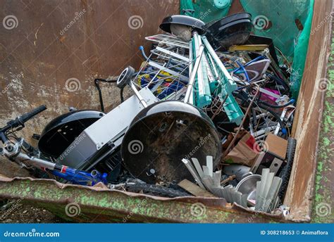 Metal Scrap Containers At A Recycling Center Stock Image Image Of