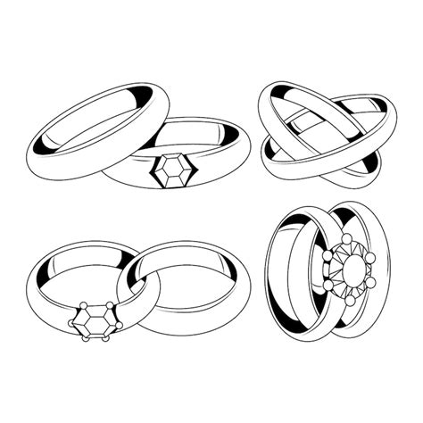 Interlocking Wedding Rings Drawing Custom Engagement Rings And Gemstone