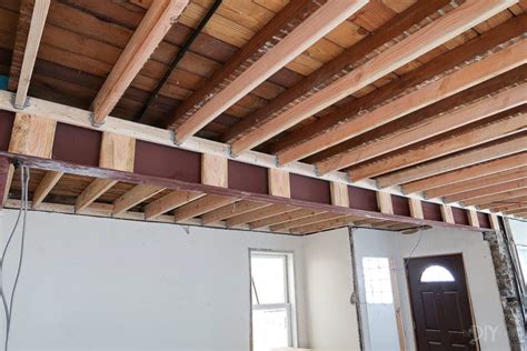 Beam Above Ceiling Joists Install A Lightweight Box Beam On Ceiling