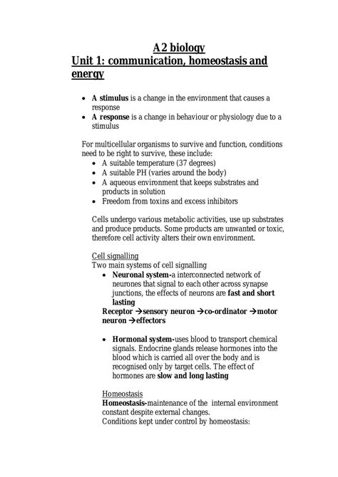 Ocr A2a Level Biology Notes Biology A A Level A Levels Ocr Thinkswap