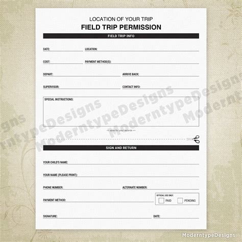 Field Trip Permission Printable Editable Field Trip Field Trip