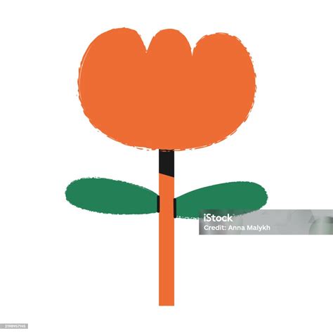 투명한 배경에 고립 된 밝은 귀여운 꽃 현대의 순진한 어린이 예술 포스터 배너 인쇄 벽지 카드 템플릿 벽 예술에 대 한 손으로