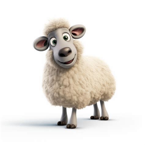 Premium Photo Lighthearted 3d Pixar Sheep On White Background
