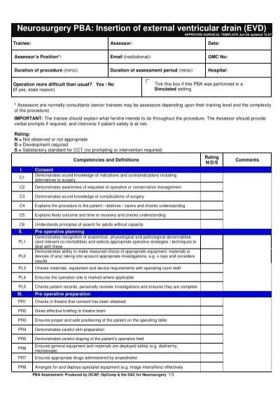 Neurosurgery Pba Insertion Of External Ventricular Drain Evd