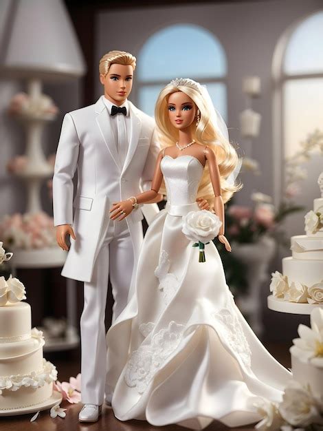 Premium Ai Image Barbie And Kens Wedding Wearing White Dresses